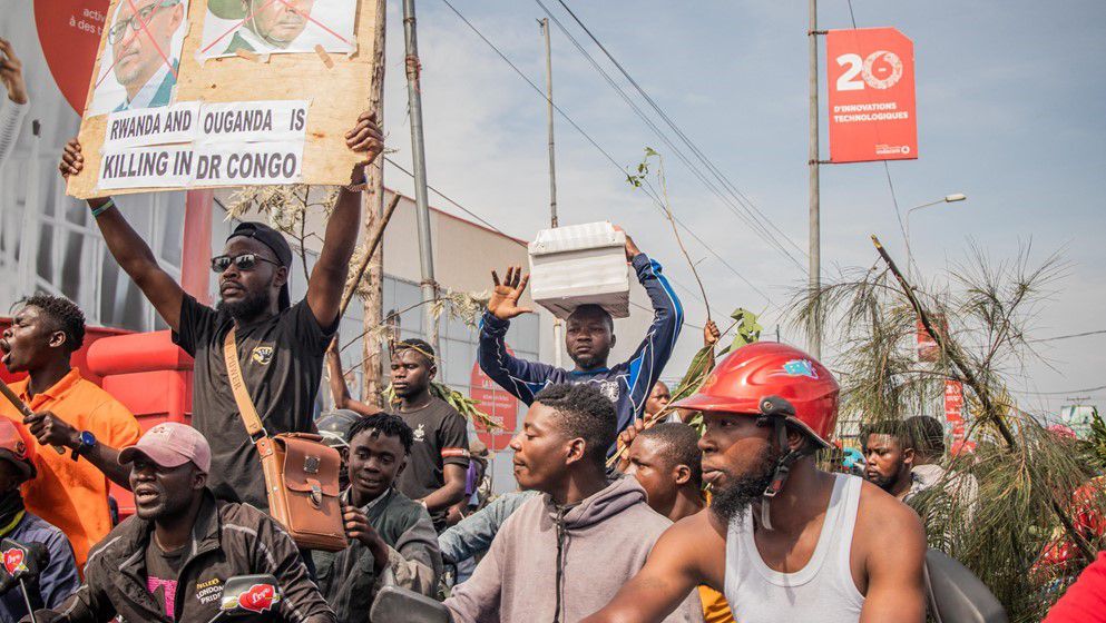 Thousands protest Rwanda in eastern DR Congo city...