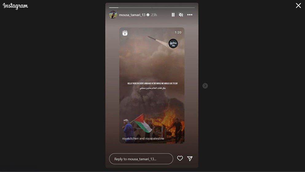 Mousa Al-Tamari stands in solidarity with Palestine...