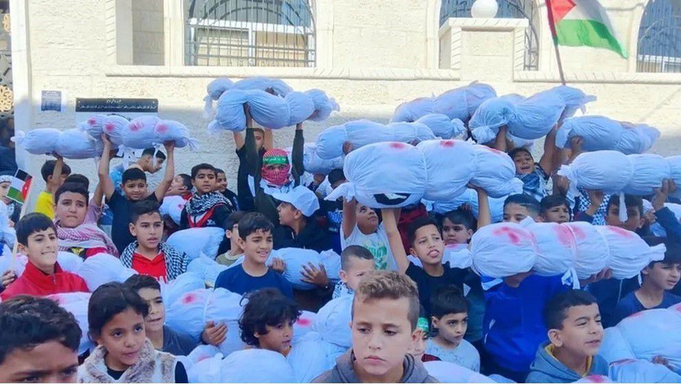 Irbid camp youth march in solidarity with Gaza’s children...